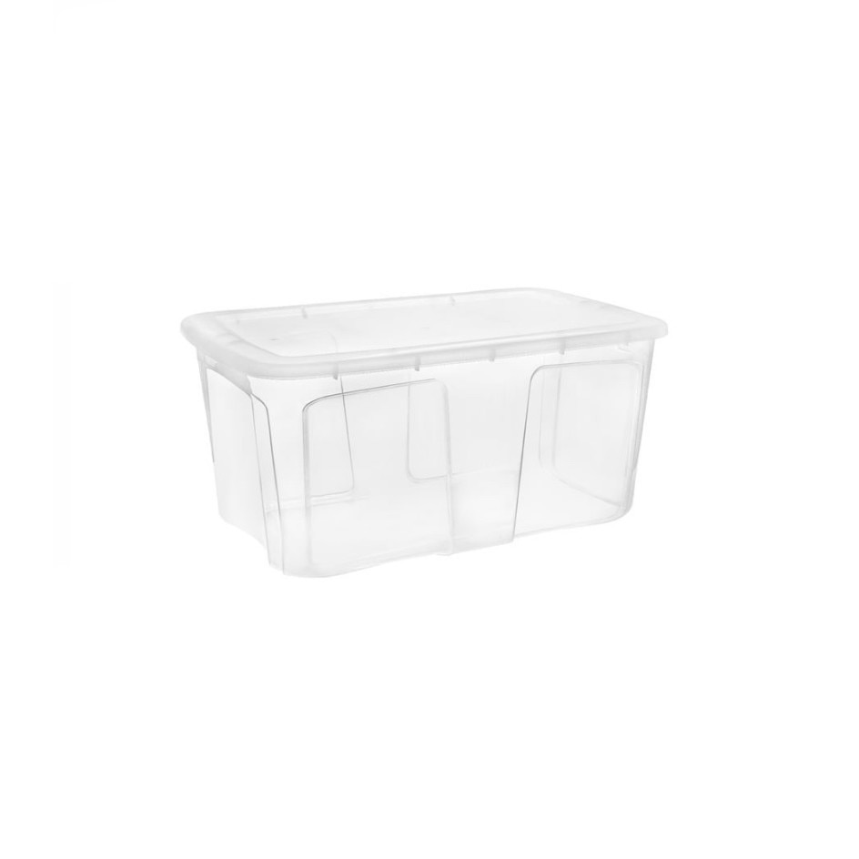 Set 6 cutii de depozitare din plastic, transparent, cu capac, 87 l ...