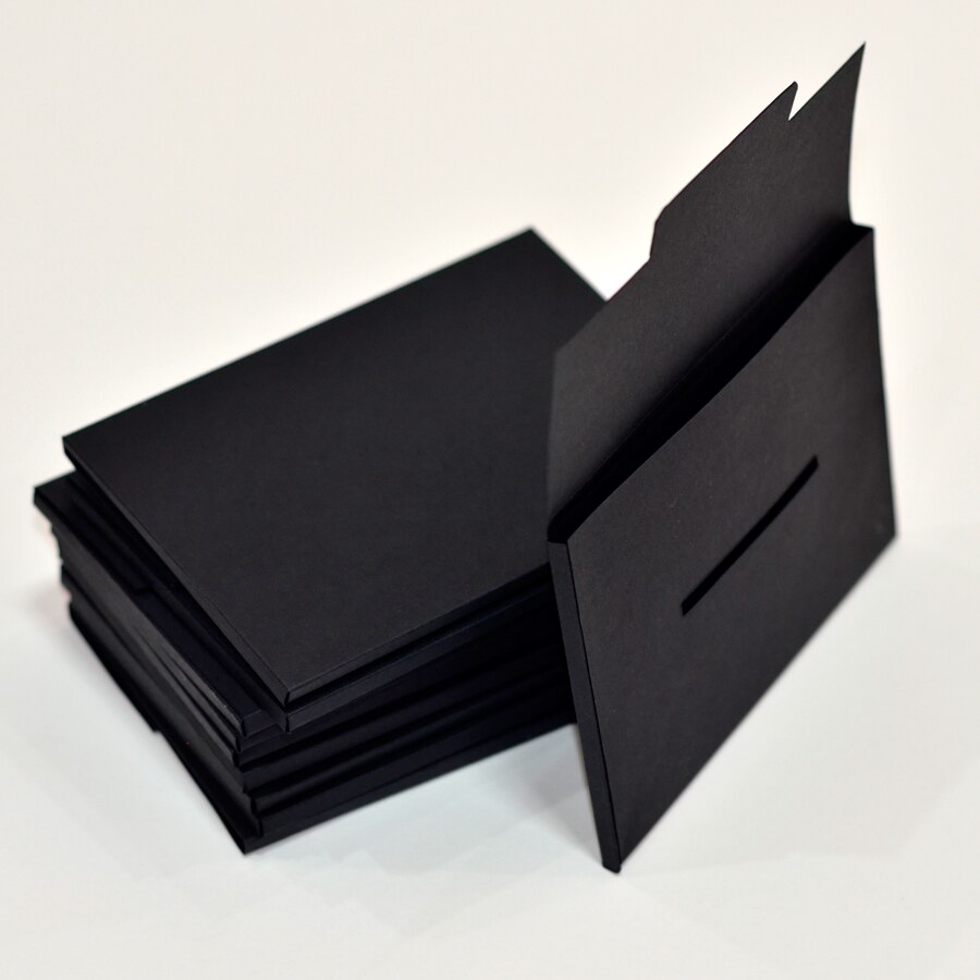 Set 10 plicuri cutie, culoare neagra, 13x9x0.5 cm, inchidere perforata ...