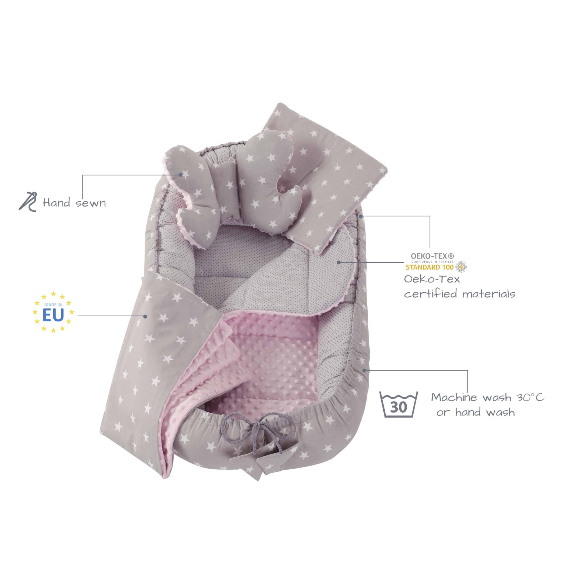 Set de 5 piese Cosulet bebe, Medi Partners, Model de Stea, cu insertie ...