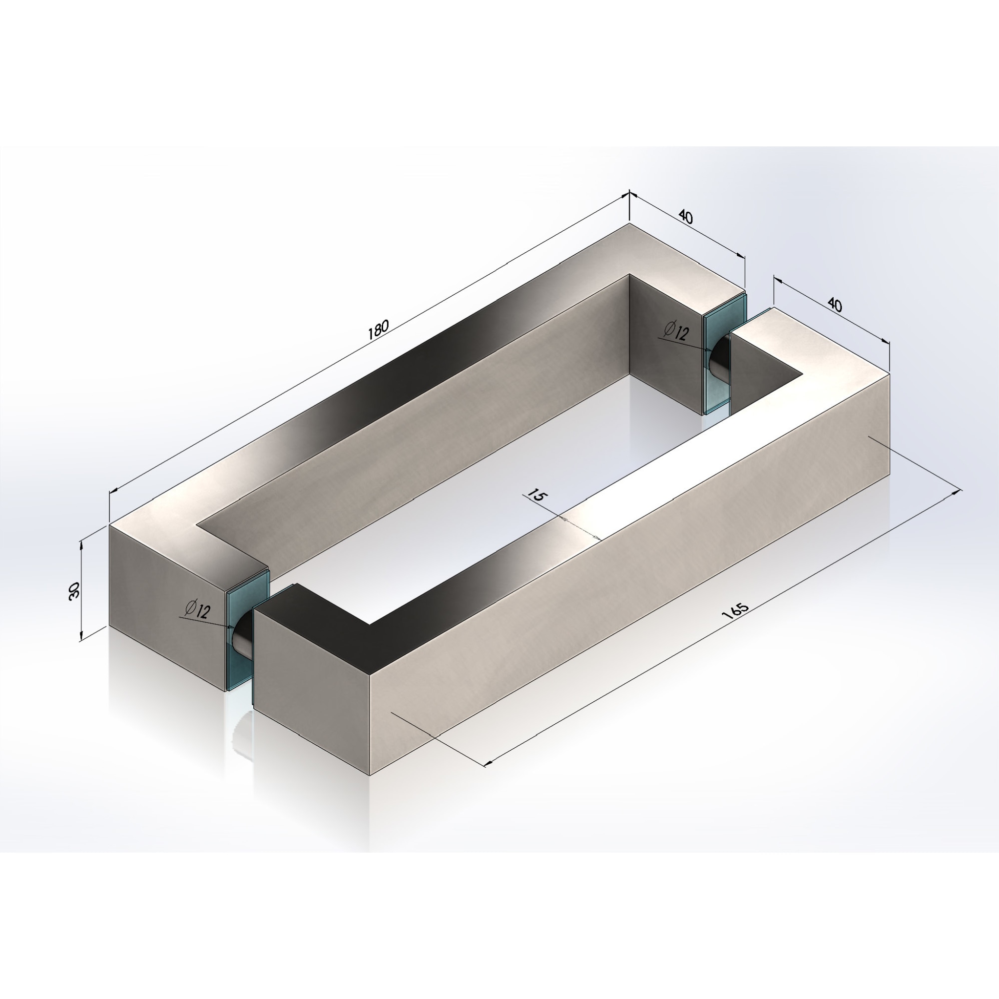 Maner vertical rectangular, bilateral, KOR-628-165, h-180mm, int-165mm ...