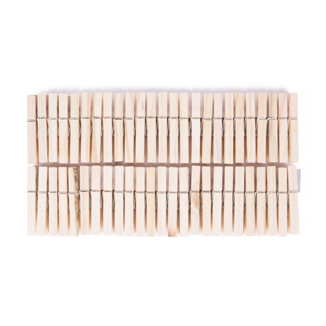 Set 50 carlige de rufe, din lemn, Benson, 7 cm, culoare natur - eMAG.ro