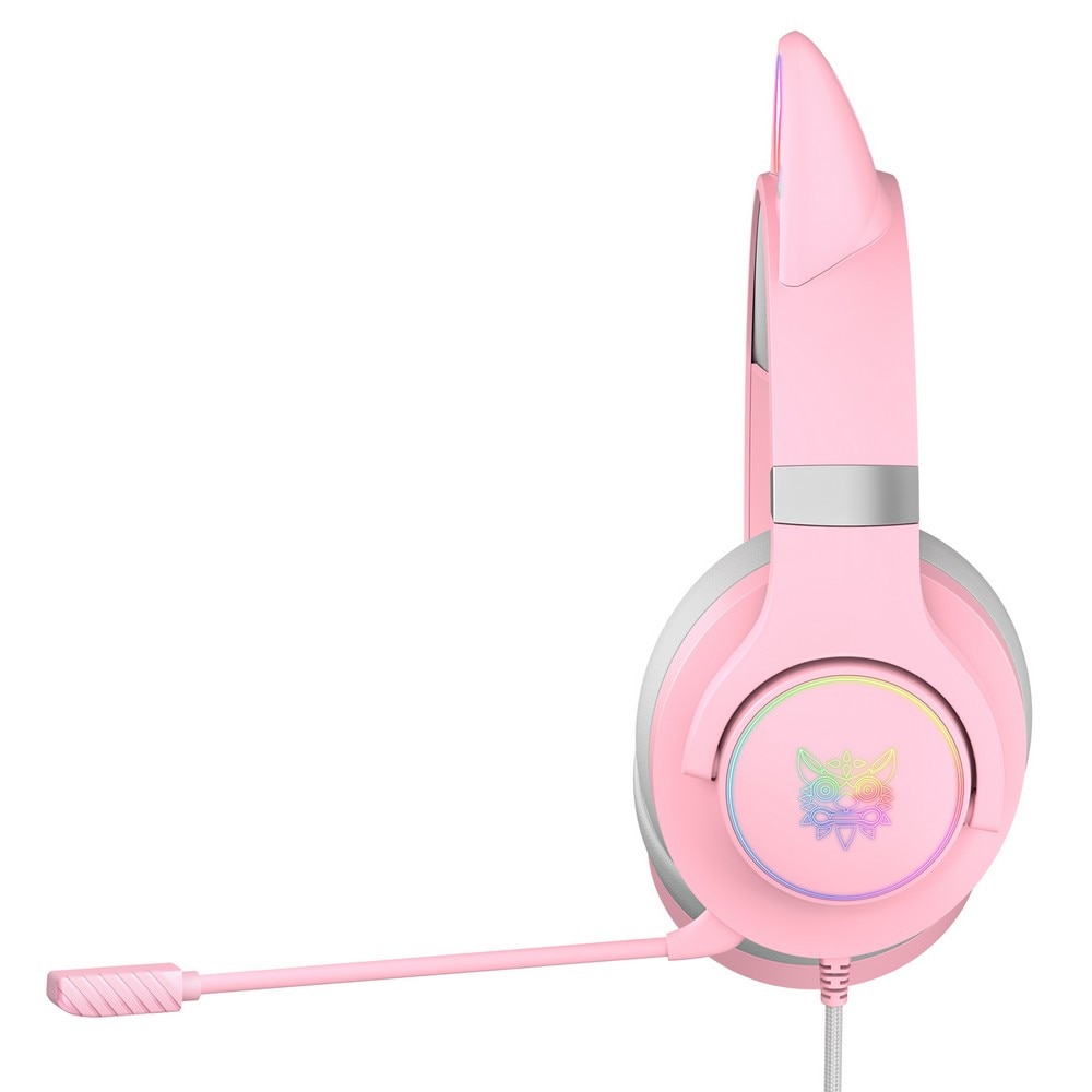 Casti gaming Onikuma X30 RGB urechi de pisica, roz - eMAG.ro