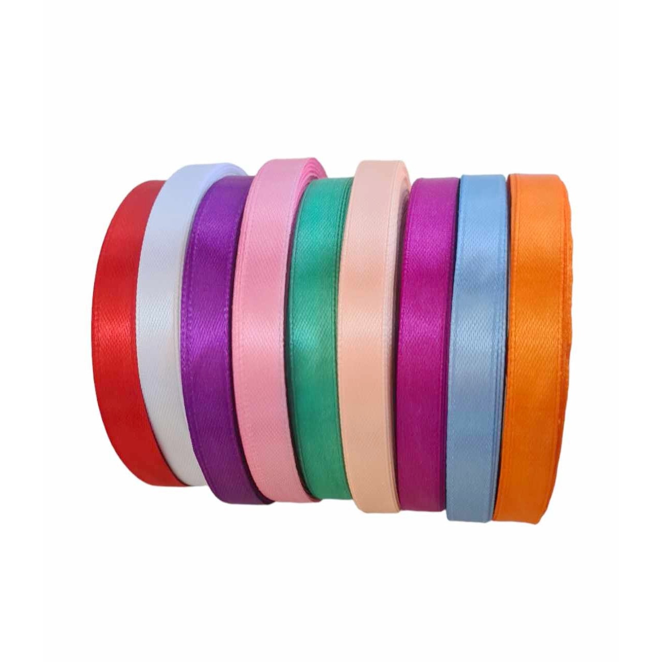 Panglica satinata, multicolor, 9 role, latime 1 cm, 22 m rola - eMAG.ro