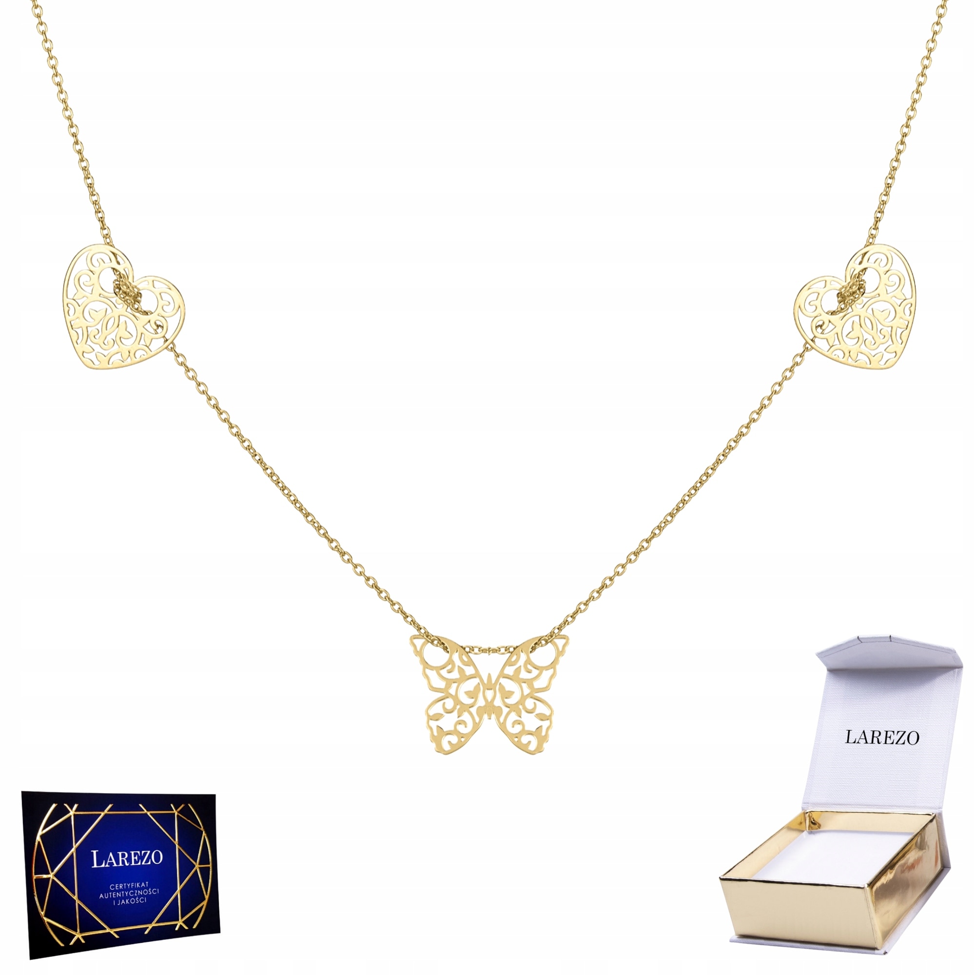 Colier, Larezo, de Aur, 925, Inima Fluture - eMAG.ro