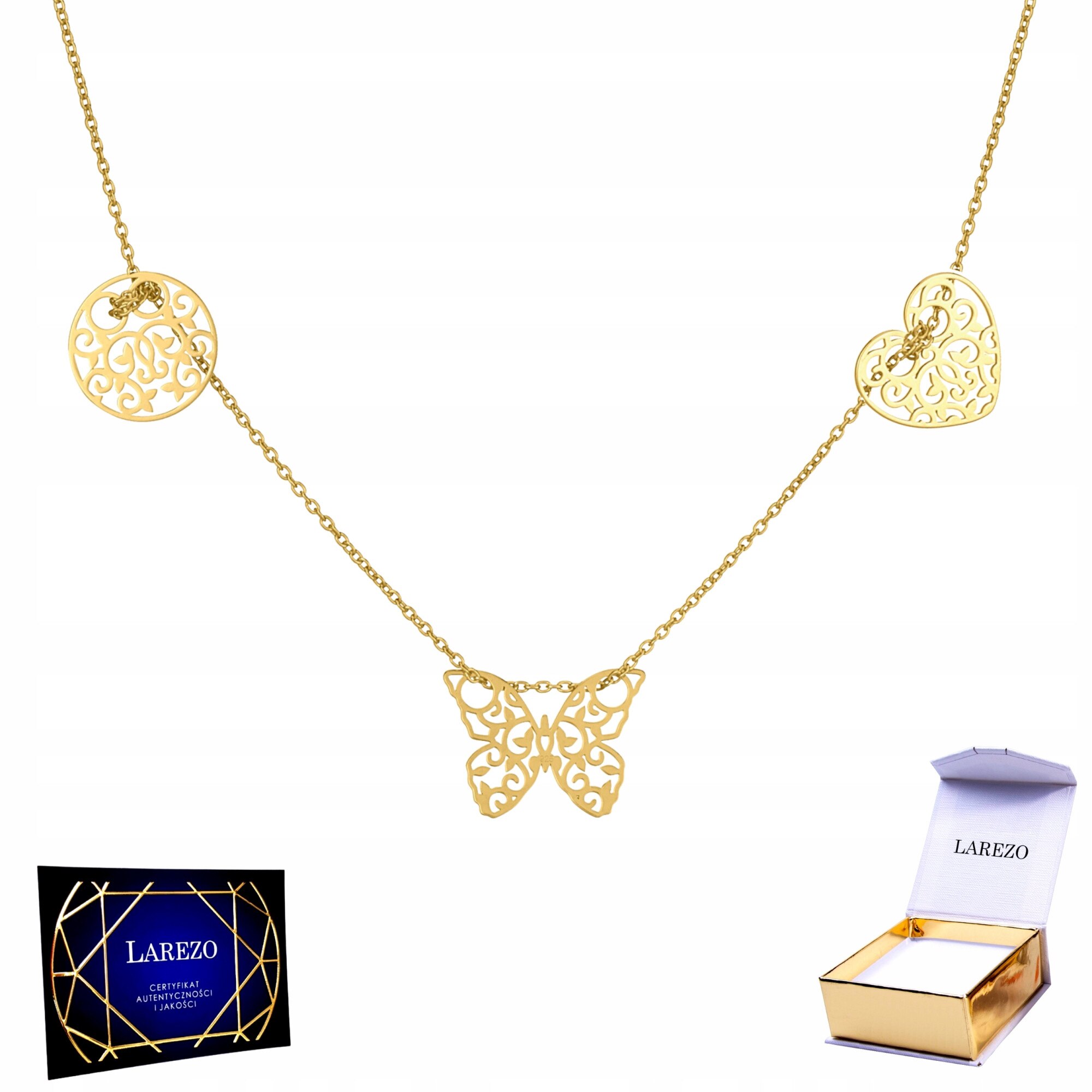 Colier, Larezo, de Aur, 925, Fluture In Forma de Inima - eMAG.ro