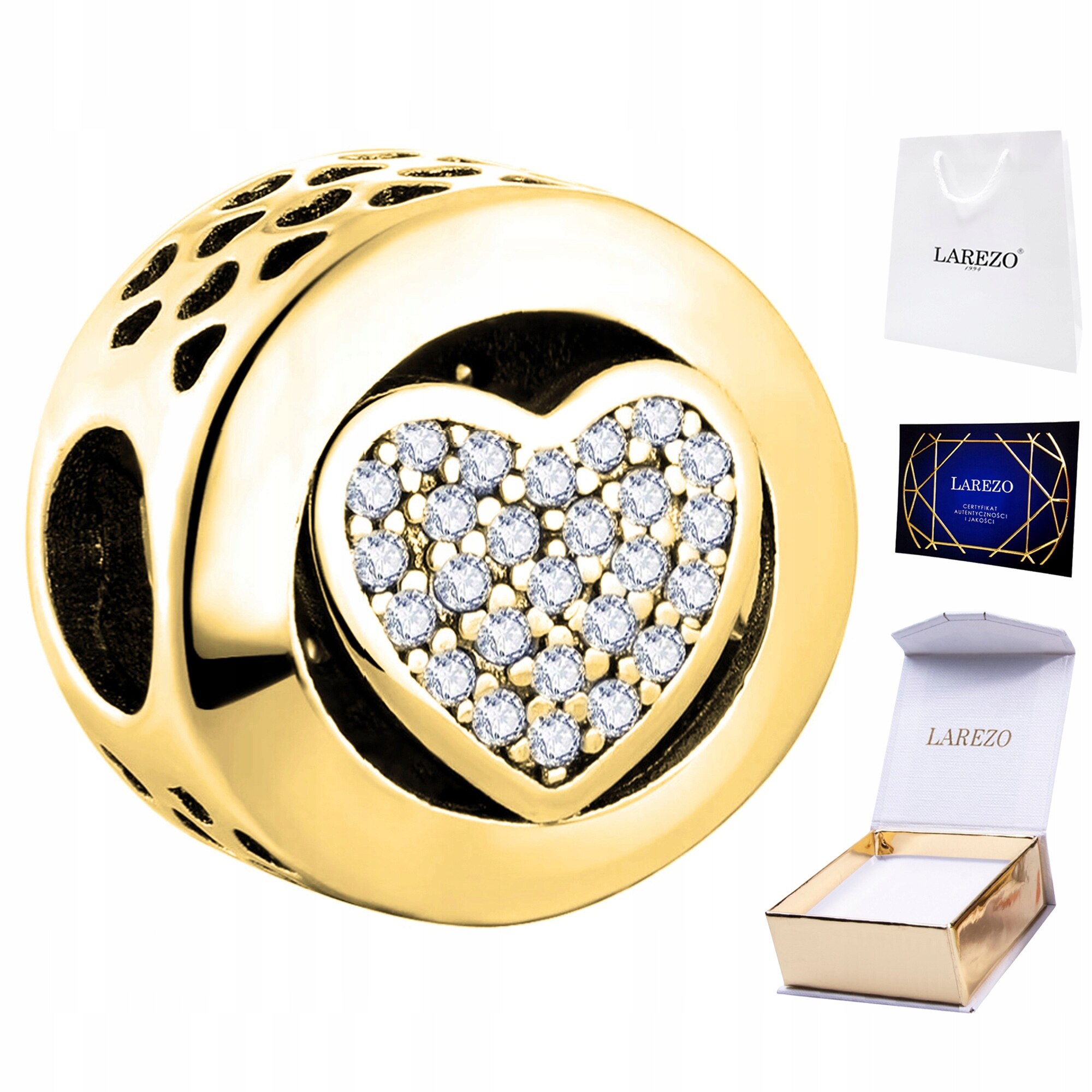 Charms, Larezo, de Aur, 925, Inima Zirconia Bead - eMAG.ro