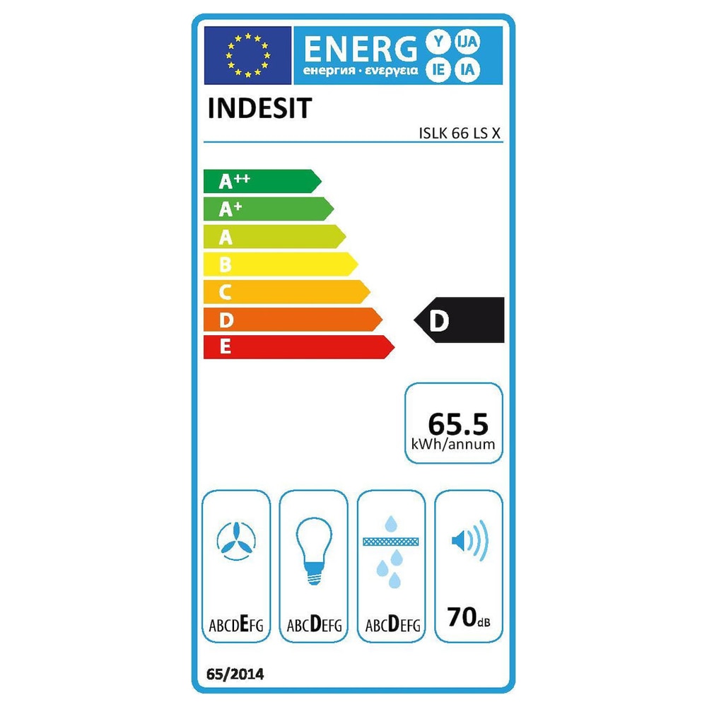 Hota Indesit ISLK 66 LS X/ISLK 66F LS X, Iluminare LED, 3 trepte putere ...