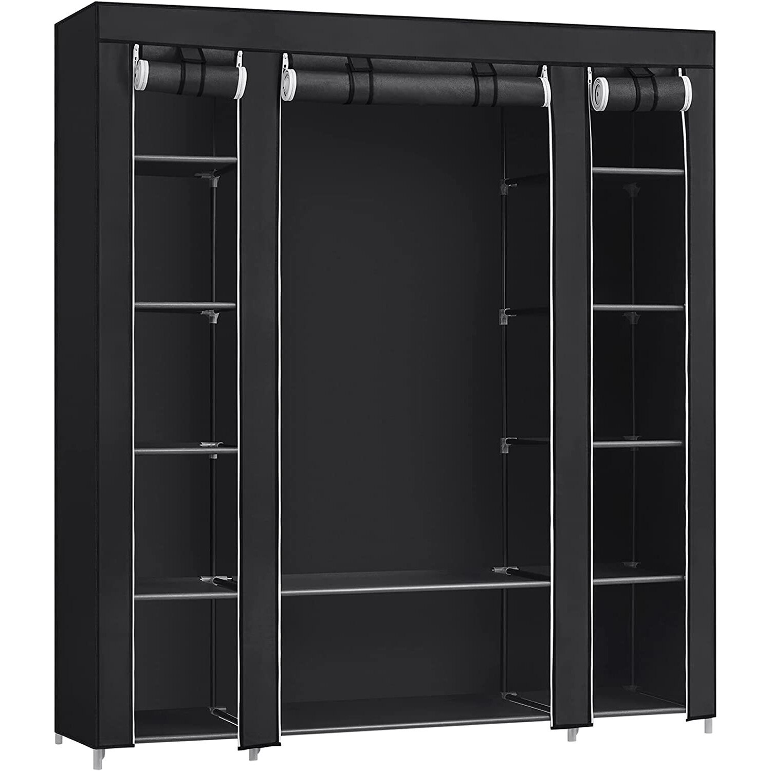 Dulap organizator, din material textil, negru, 175 x 150 x 45cm - eMAG.ro