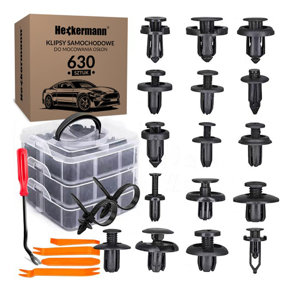 Set clipsuri cleme auto de plastic, HECKERMANN, 630 piese - eMAG.ro