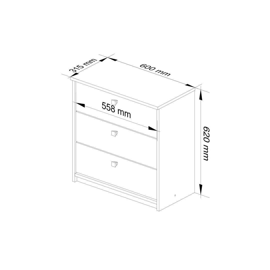 Pantofar, cu 3 sertare, arin, 60 x 62 x 31 cm - eMAG.ro