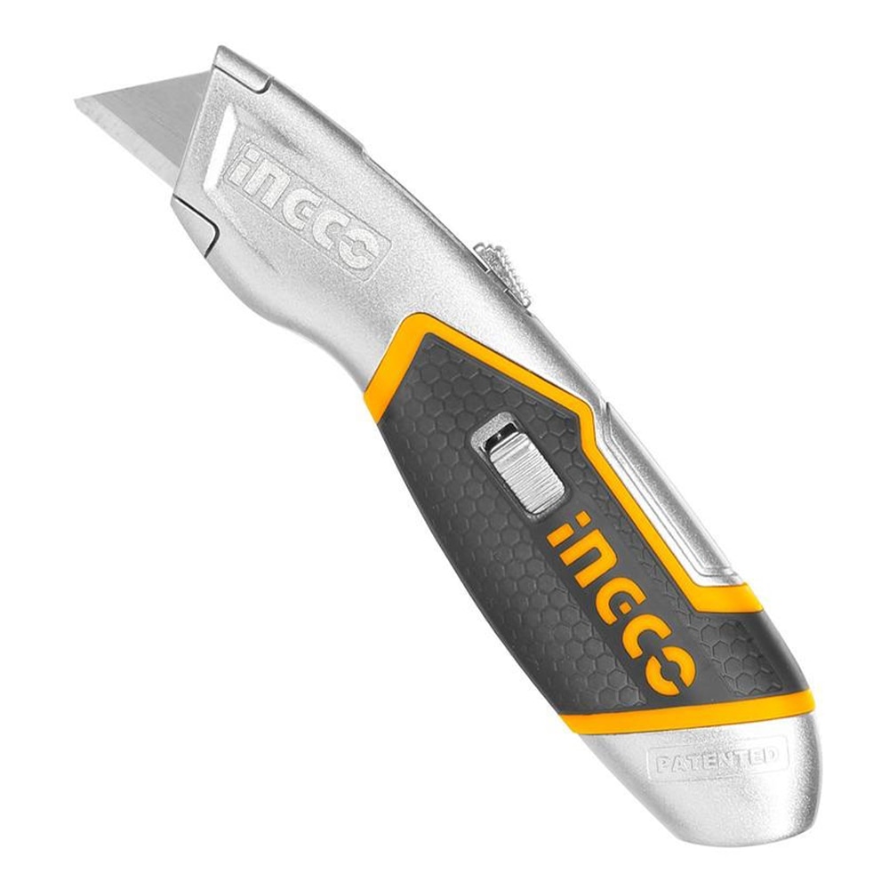 Cutter, INGCO, metalic, foldabil, cu maner din cauciuc, cu 5 rezerve ...