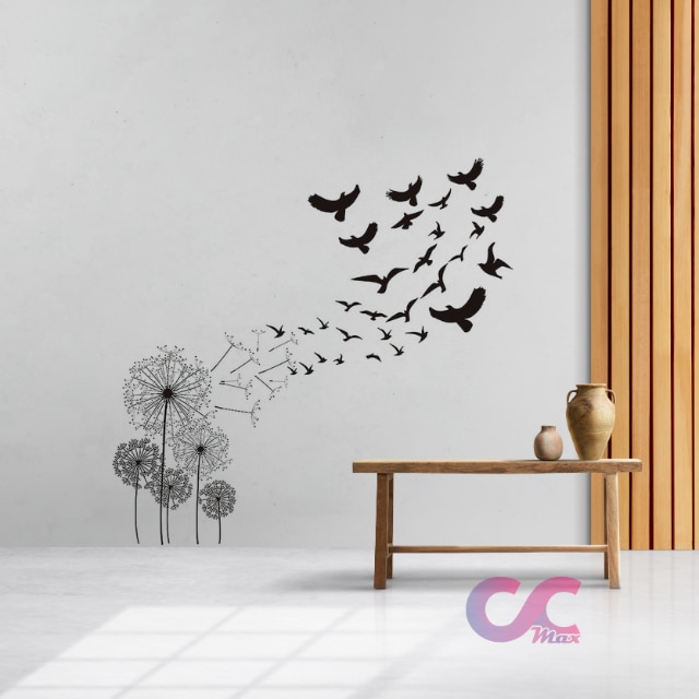 Sticker Decorativ Autoadeziv CCmax, Papadii cu Pasari, Negru, Premium ...