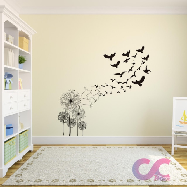 Sticker Decorativ Autoadeziv CCmax, Papadii cu Pasari, Negru, Premium ...