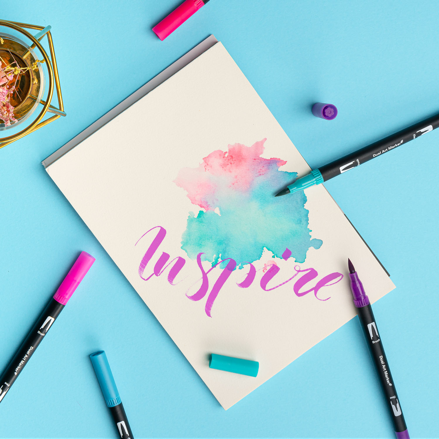 Set de 100 de carioci acuarela brush pen, RAGI, capete duble, cerneala ...