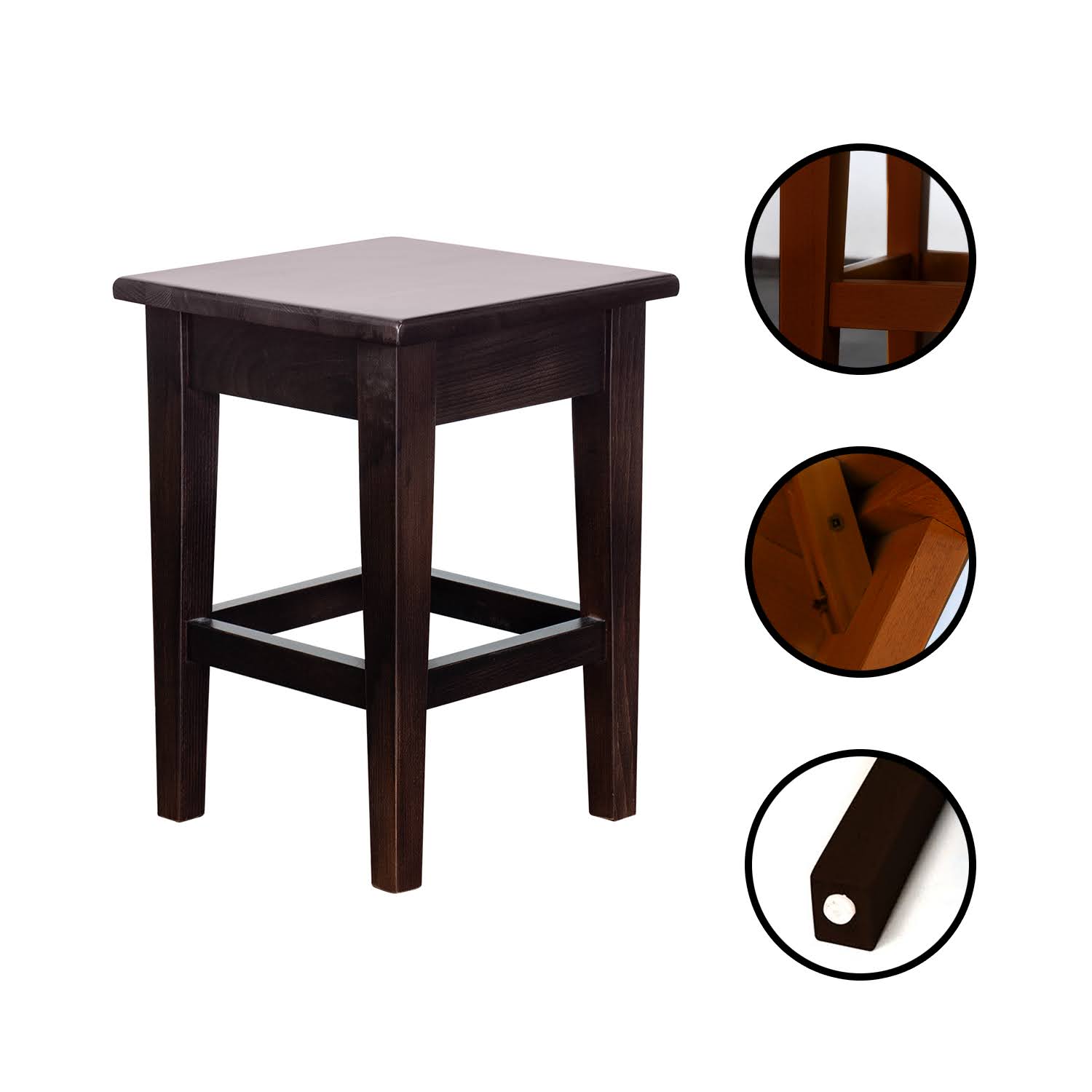 Taburet din lemn masiv fag - Wenge - eMAG.ro