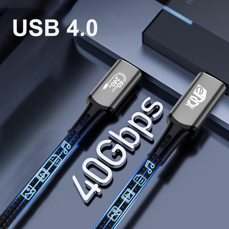 Cablu Date si Incarcare USB 4 eRDX® – 1m, USB-C, 40Gbps, 240W Fast Charging, 8K 60hz, 4K 144Hz ...