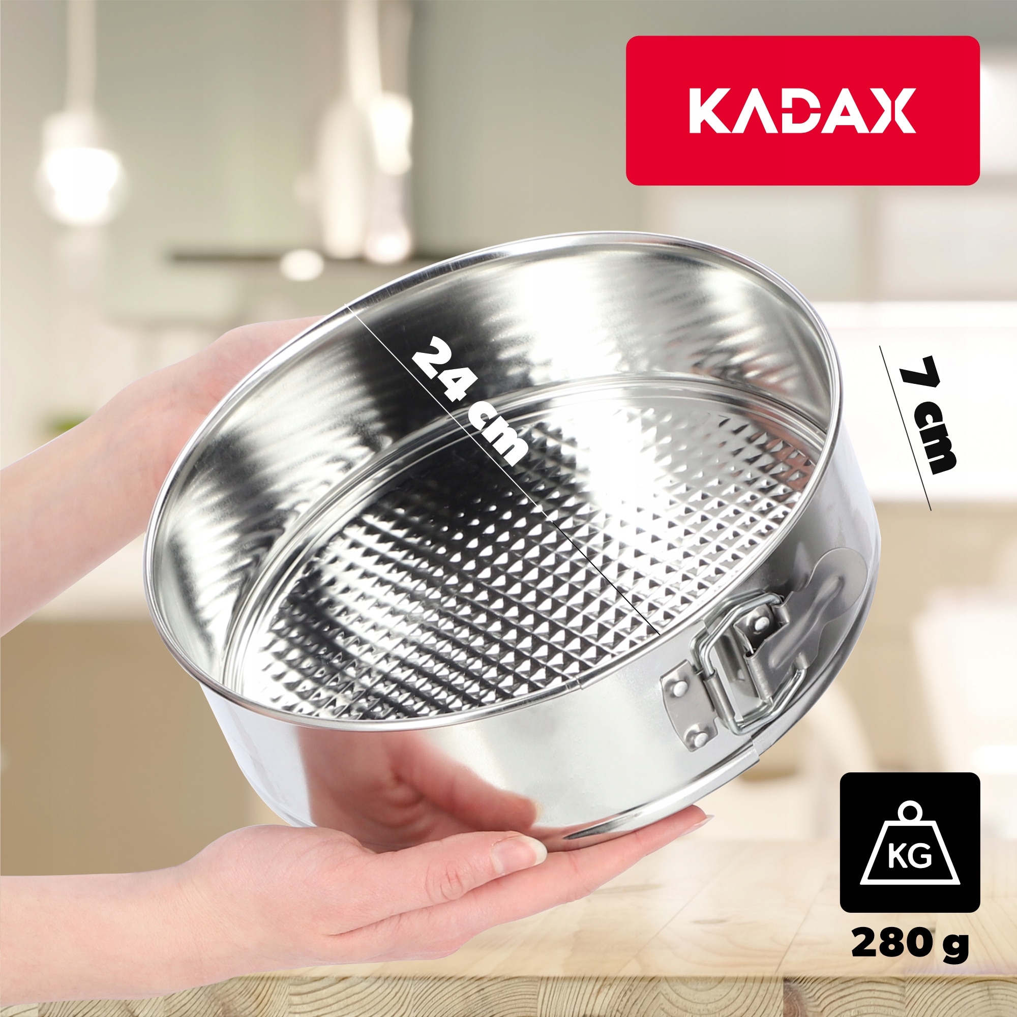 Forma rotunda tort, Kadax, Inox, 24 x 7 cm, Argintiu - eMAG.ro
