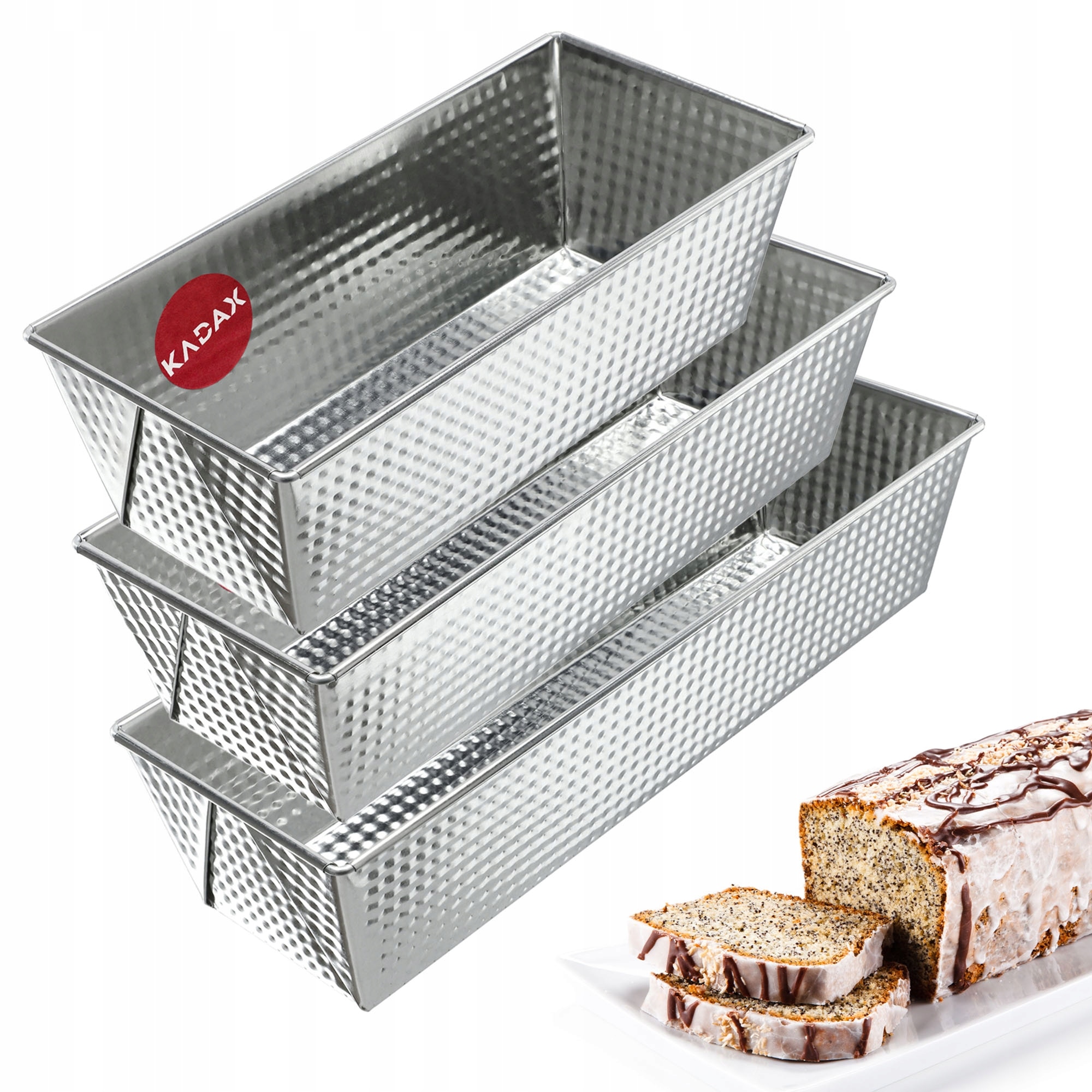 Set 3 tavi prajituri, Kadax, Metal, 25/30/35 cm, Argintiu - eMAG.ro