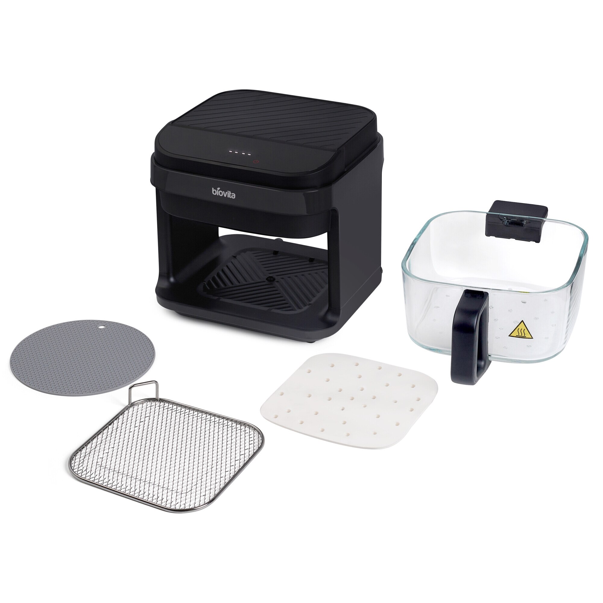 Friteuza cu Aer Cald / Air Fryer, Biovita PRESTIGE, Cos din Sticla, 5 ...