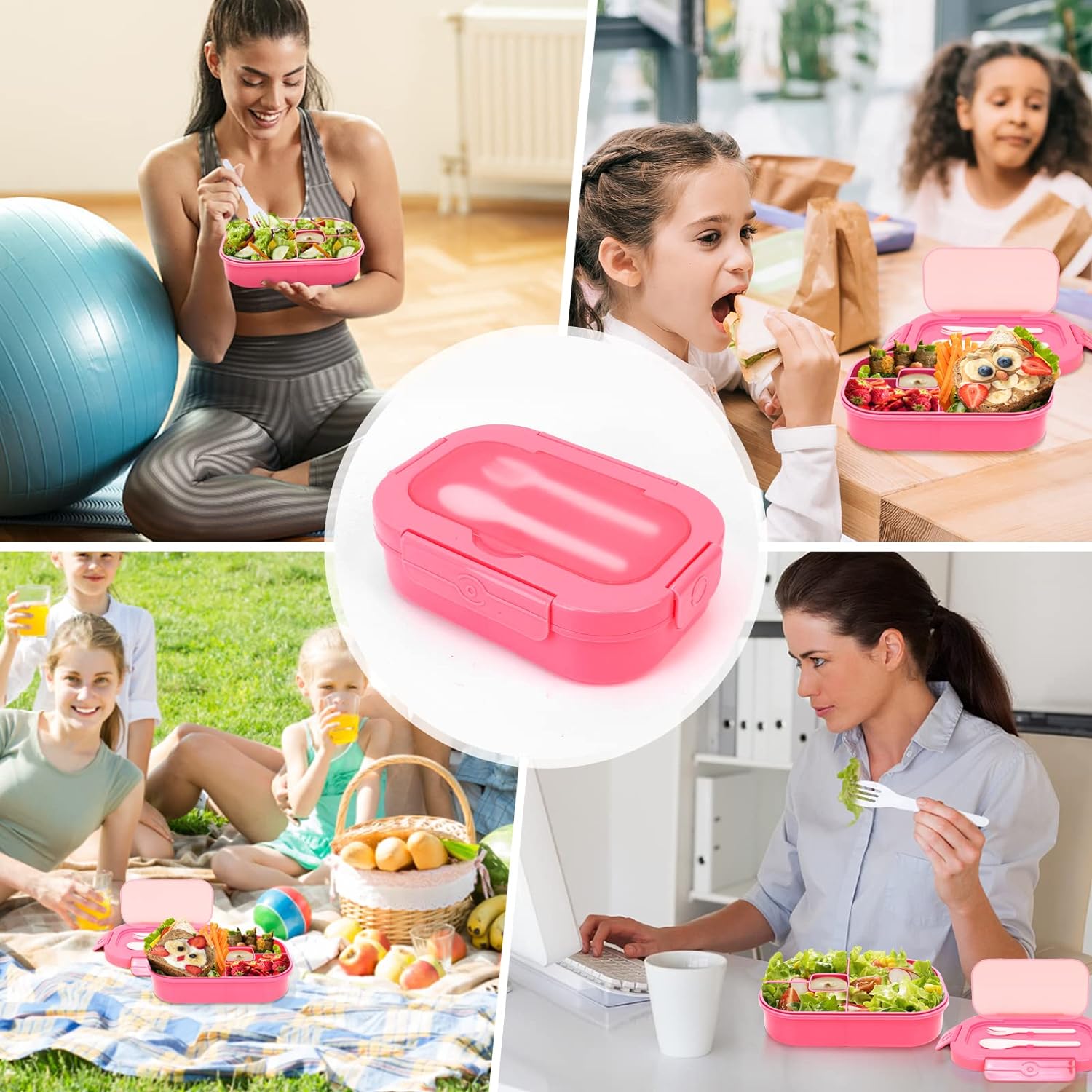 Cutie de pranz pentru copii cu accesorii, Sunmostar, Plastic ...