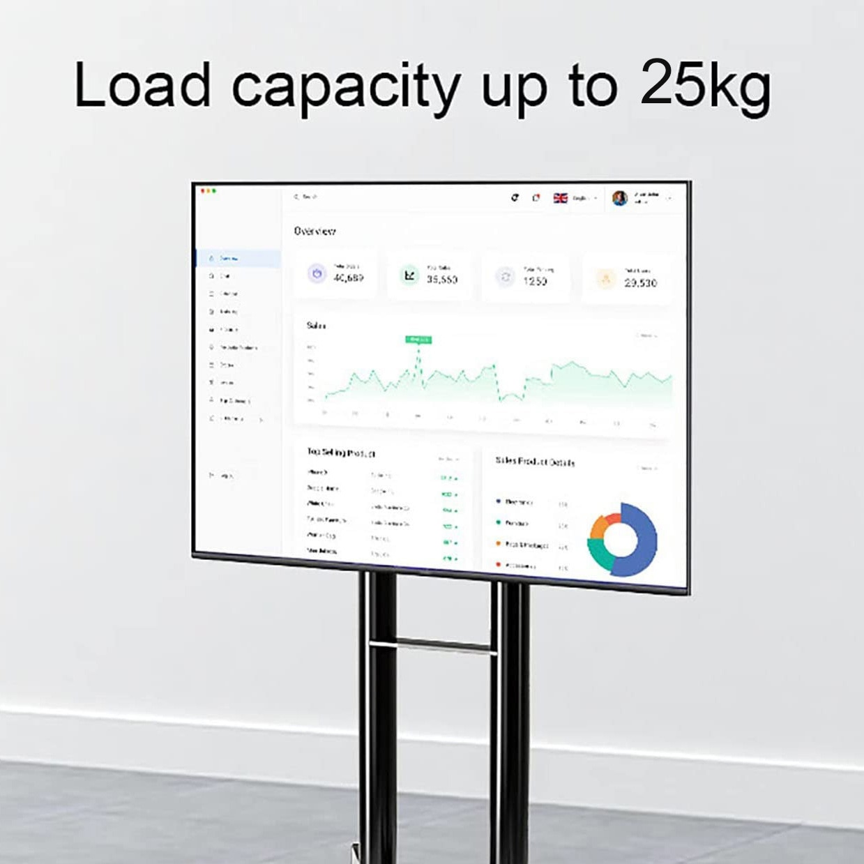 Suport mobil TV pe podea, SIHOiSi, Reglabil pe inaltime, 32-55 inchi ...
