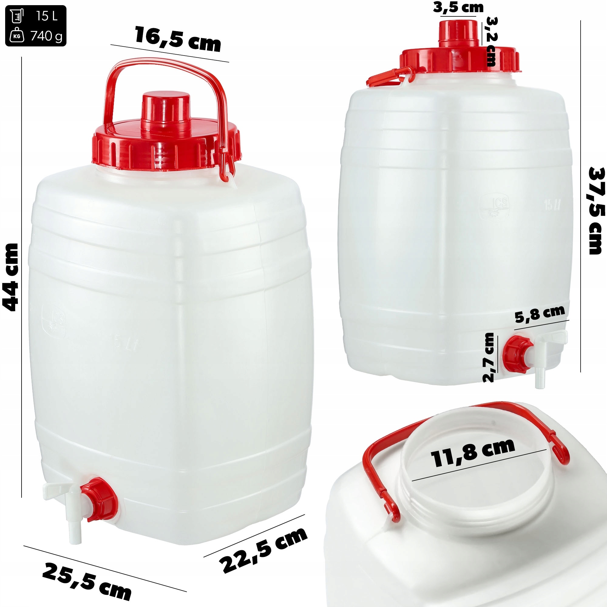 Butoi din plastic cu robinet pentru apa, Kadax, 15l, Alb - eMAG.ro