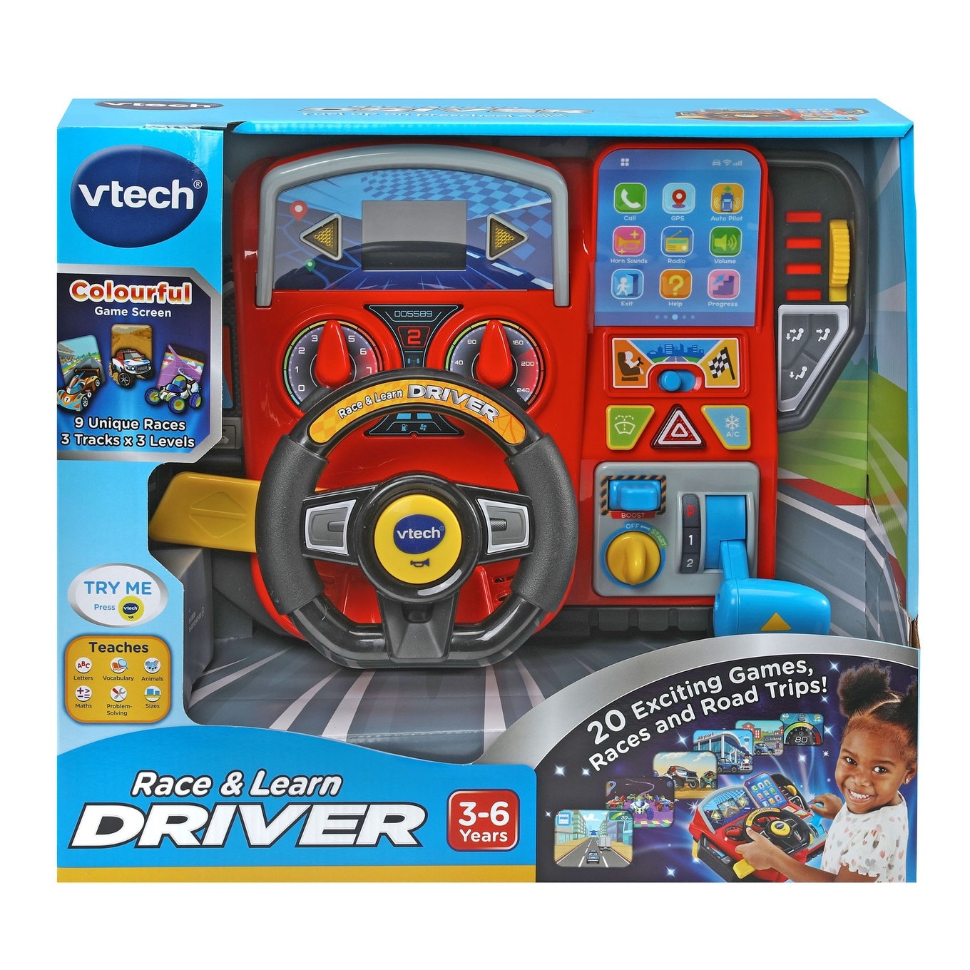 Интерактивна играчка, Vtech, Автомобилно табло с волан, 23.13 x 32 x 15 ...