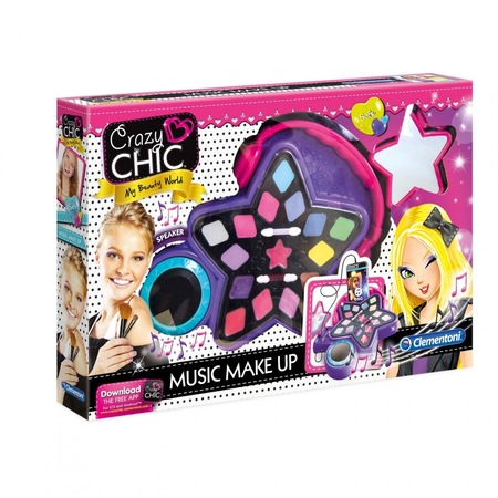Set Clementoni, machiaj pentru copii, cu boxa, Crazy Chic Music Make Up ...
