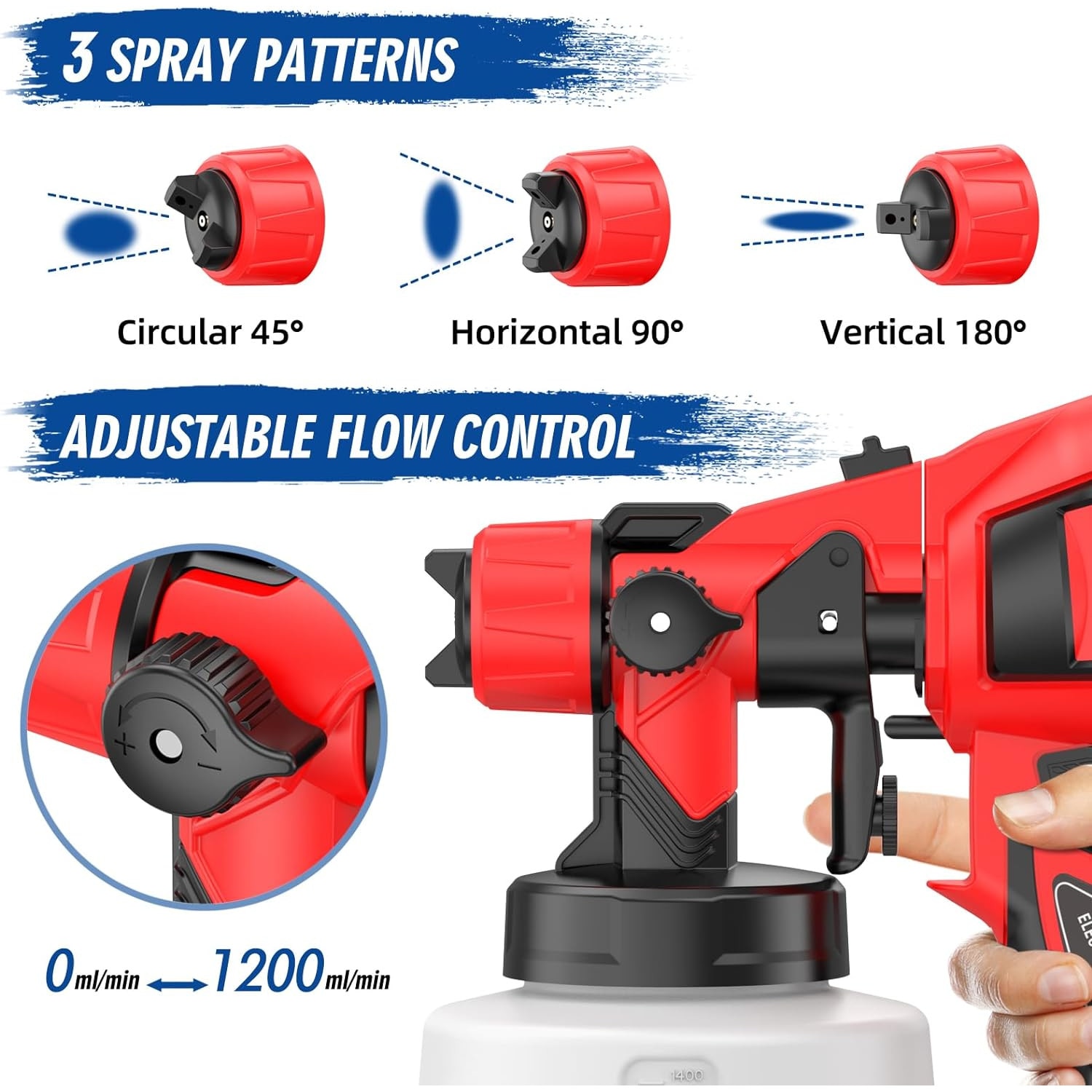 Pistol vopsire, Excitat®, 6 duze, 3 moduri pulverizare, 700 W, Plastic ...