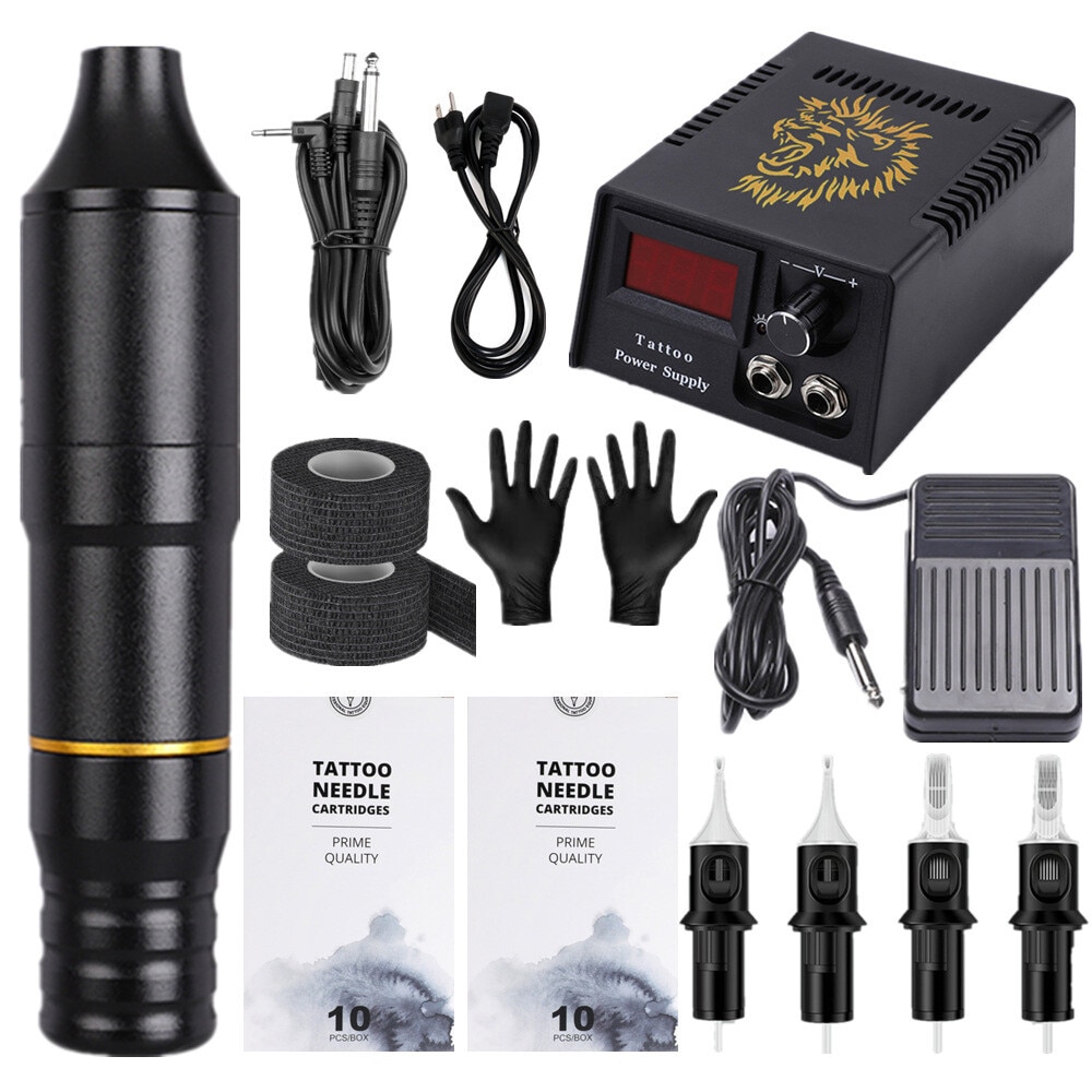 Kit masina de tatuaj profesionala, Solong, Aluminiu\Inox, Reglabil ...