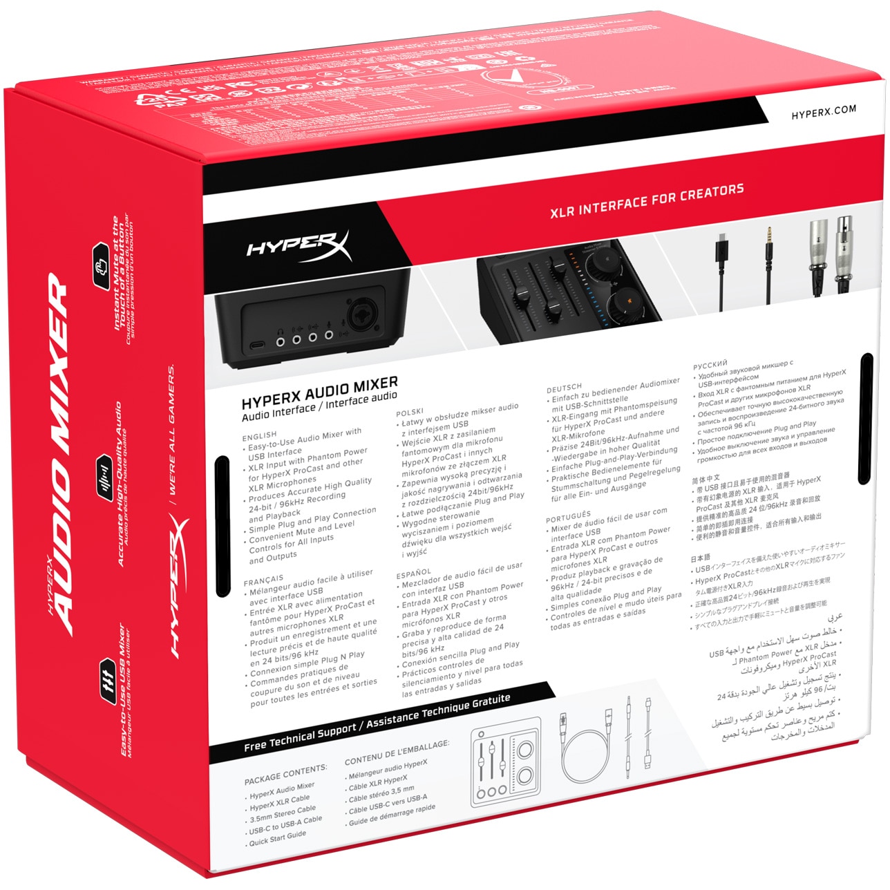 HyperX Audio Mixer pentru microfoane XLR si jack 3,5mm, phantom power ...