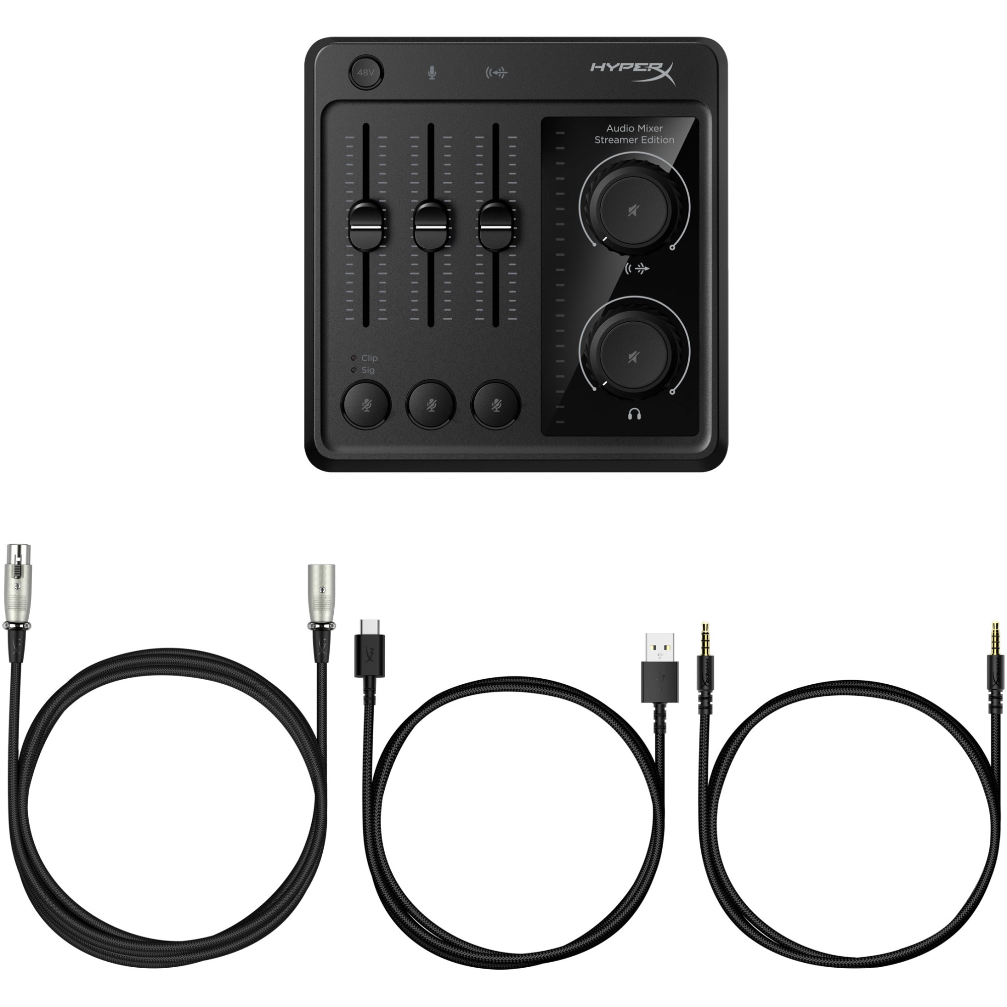 HyperX Audio Mixer pentru microfoane XLR si jack 3,5mm, phantom power ...