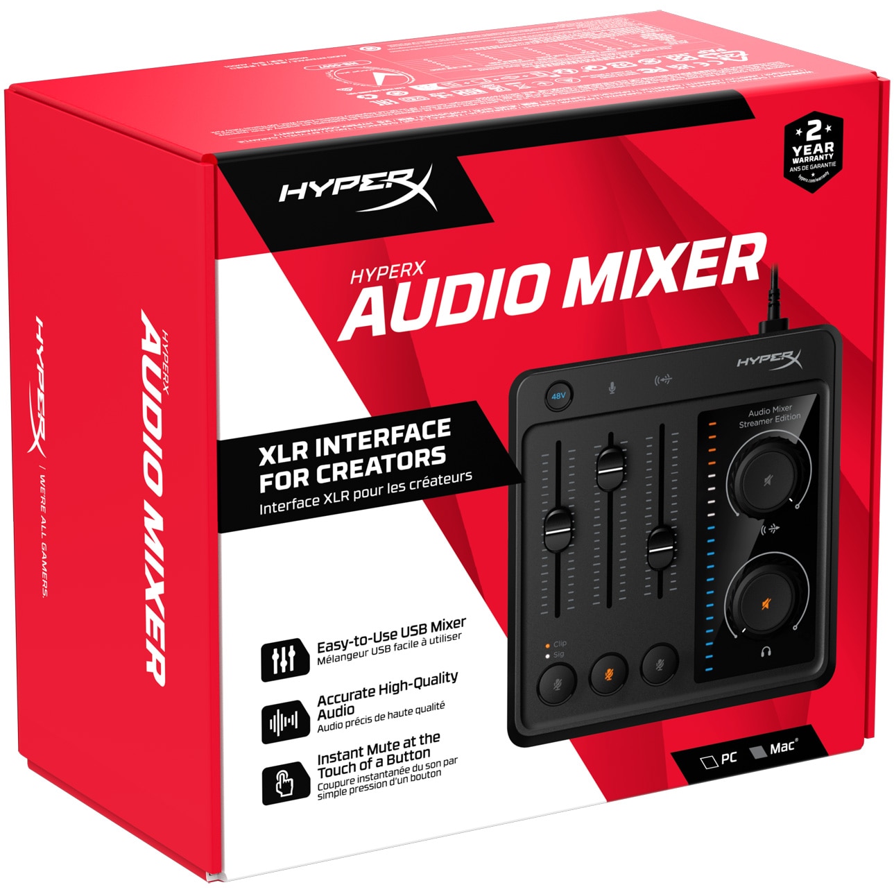 HyperX Audio Mixer pentru microfoane XLR si jack 3,5mm, phantom power ...