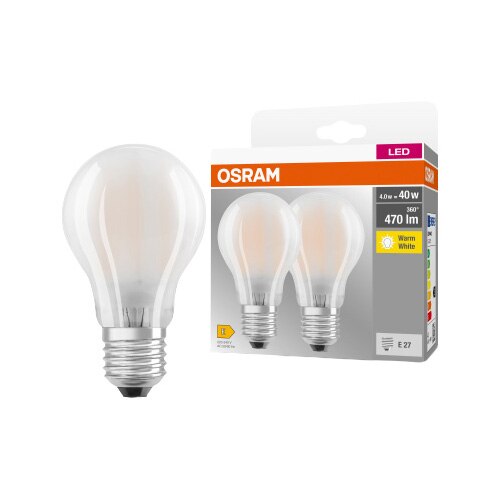 Комплект 2 крушки Led Osram Glass Frosted E27 4w 40w 470 лумена