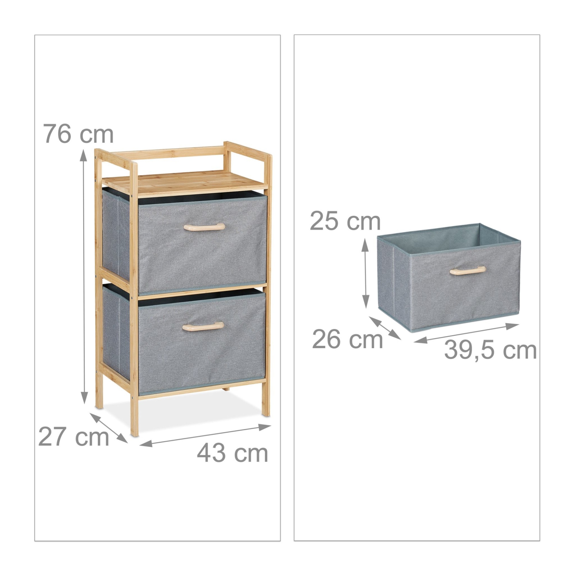 Raft de baie cu 2 cosuri de rufe, din bambus, 76 x 43 x 27 cm - eMAG.ro