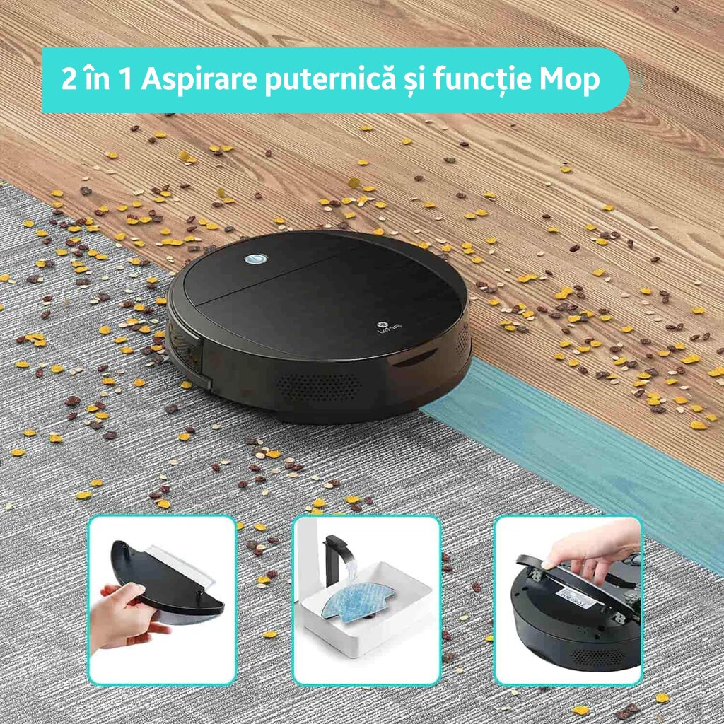 Robot de aspirare Lefant M213, 1800mah, 0.5L, 4 functii de curatare ...