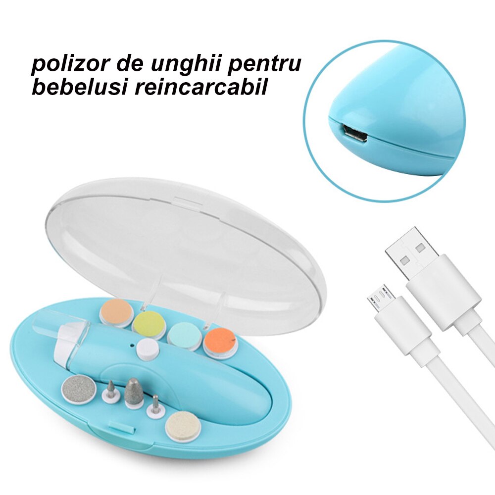 Set pila electrica unghii bebelusi, Vaxiuja, ABS, 9 Capete Incluse ...