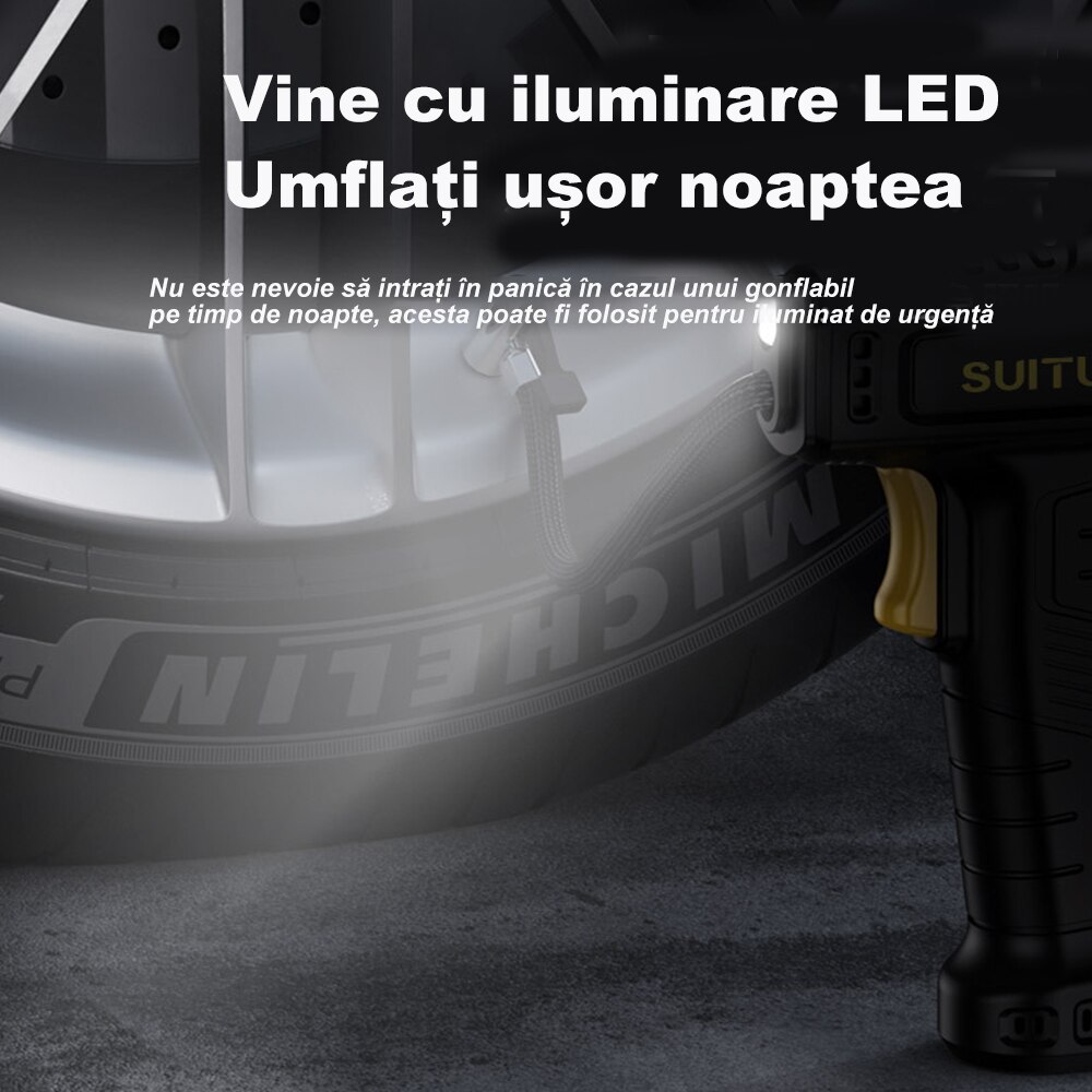 Compresor pentru umflat roti tip pistol, Vaxiuj, Display Digital cu LED ...