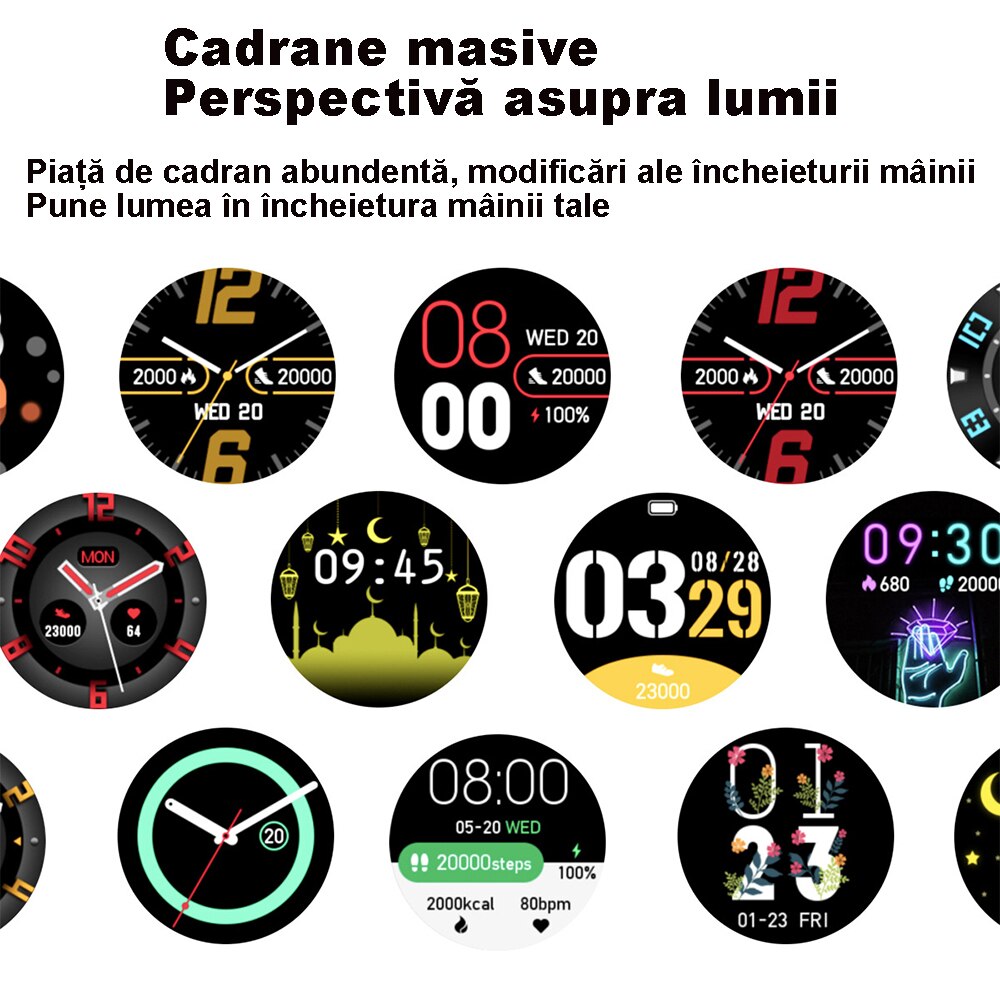 Ceas smartwatch si bratara fitness, Vaxiuja, Notificari Apeluri/Sms ...