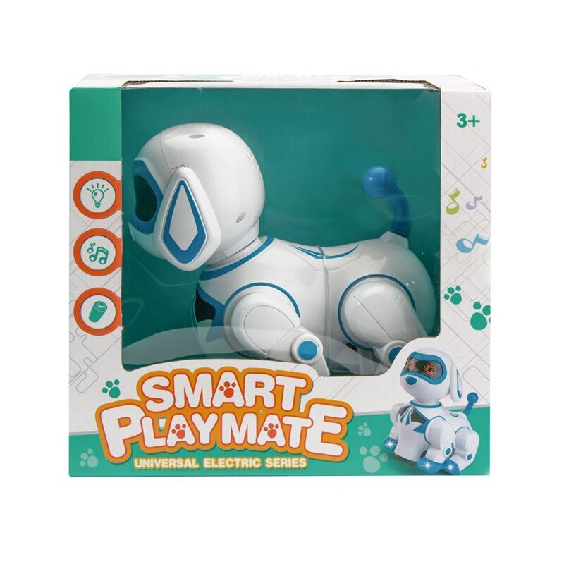 Robotel Caine interactiv, merge, canta si danseaza, Bleu/Alb, ATU ...