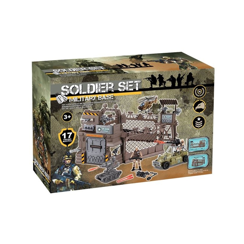 Set Figurine Soldati cu tabara militara si vehicule, ATU-088455 - eMAG.ro