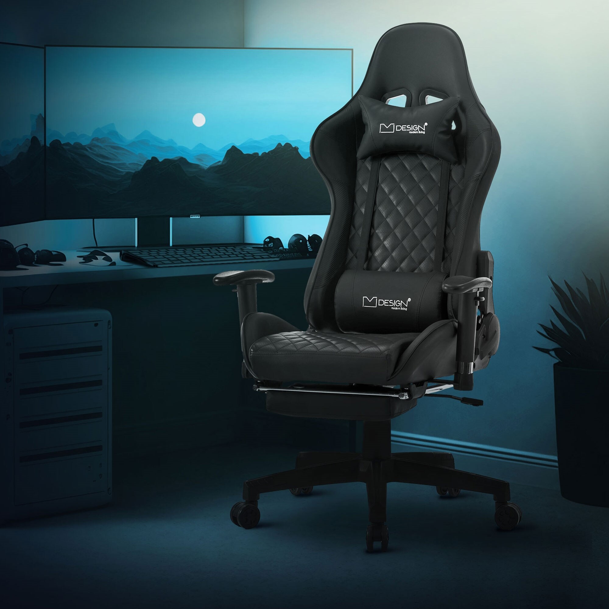 Scaun de gaming, ML-Design, negru, 55x36.5x84 cm, reglabil, stabil ...