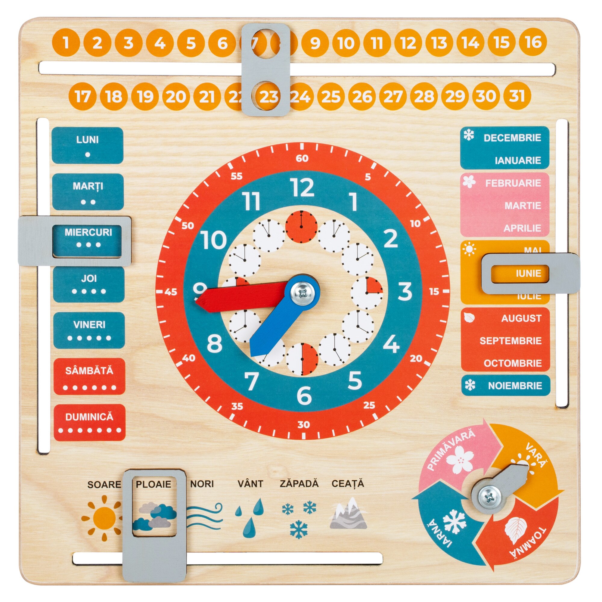 Jucarie educativa, ceas calendar, din lemn - eMAG.ro