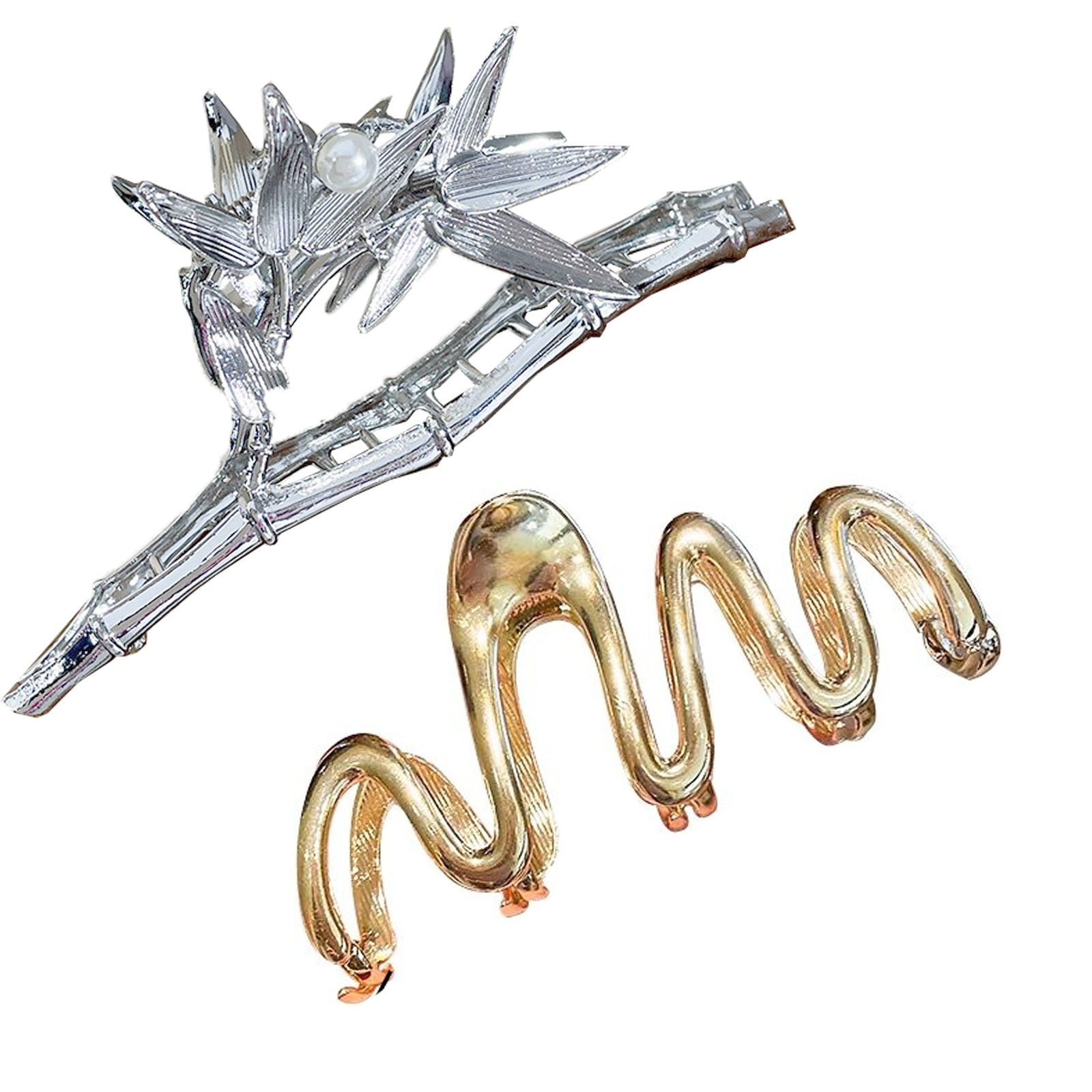 Set 2 agrafe decorative si elegante pentru par, POMAMZ, forma de unda ...