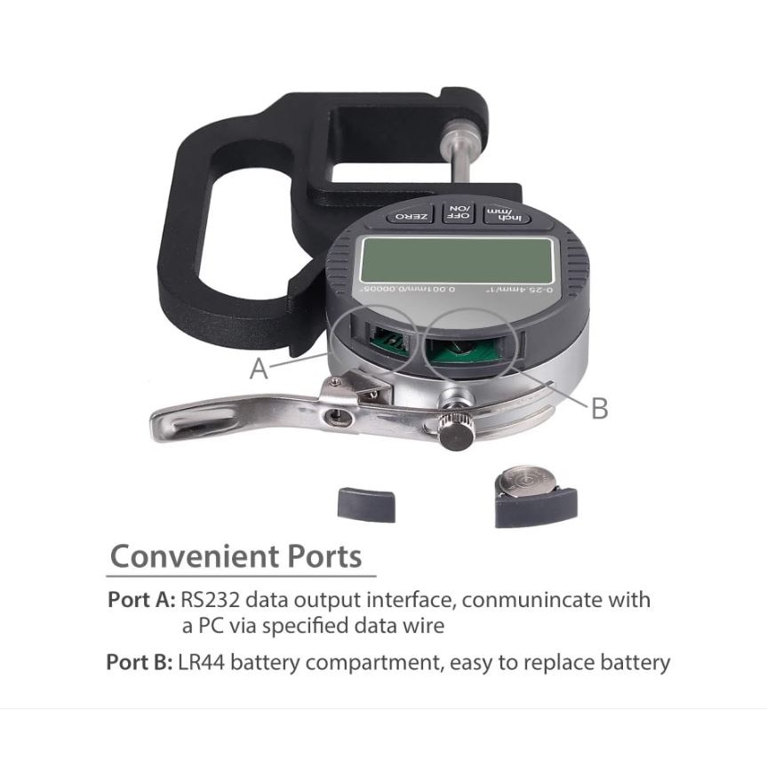 Micrometru digital profesional de masurare a grosimii 0-12,7 mm - eMAG.ro