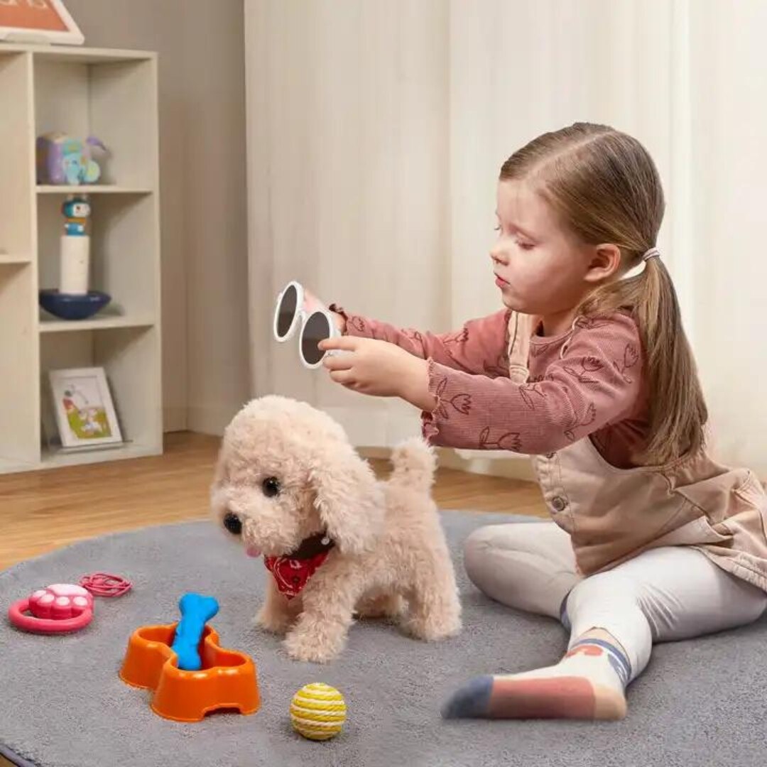 Jucarie pentru copii Catelus interactiv, merge, latra, misca codita, cu ...