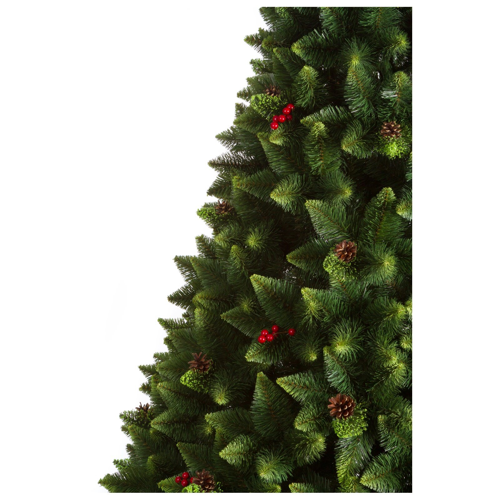 Brad artificial Pin de munte cu conuri si merisoare, PVC, 250 cm, verde ...