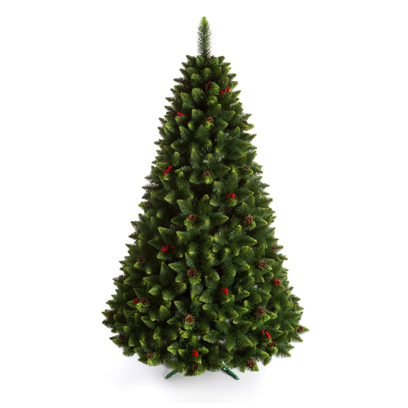 Brad artificial Pin de munte cu conuri si merisoare, PVC, 250 cm, verde ...