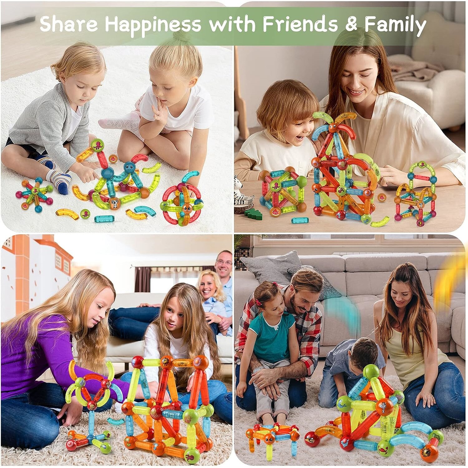 Set Interactiv Piese Magnetice cu Lumini 3D de Construit Educational si ...