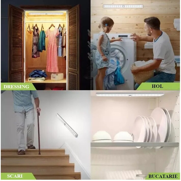 Corp de iluminat LED cu senzor de miscare, Welora®, 38 LED-uri, Lungime ...